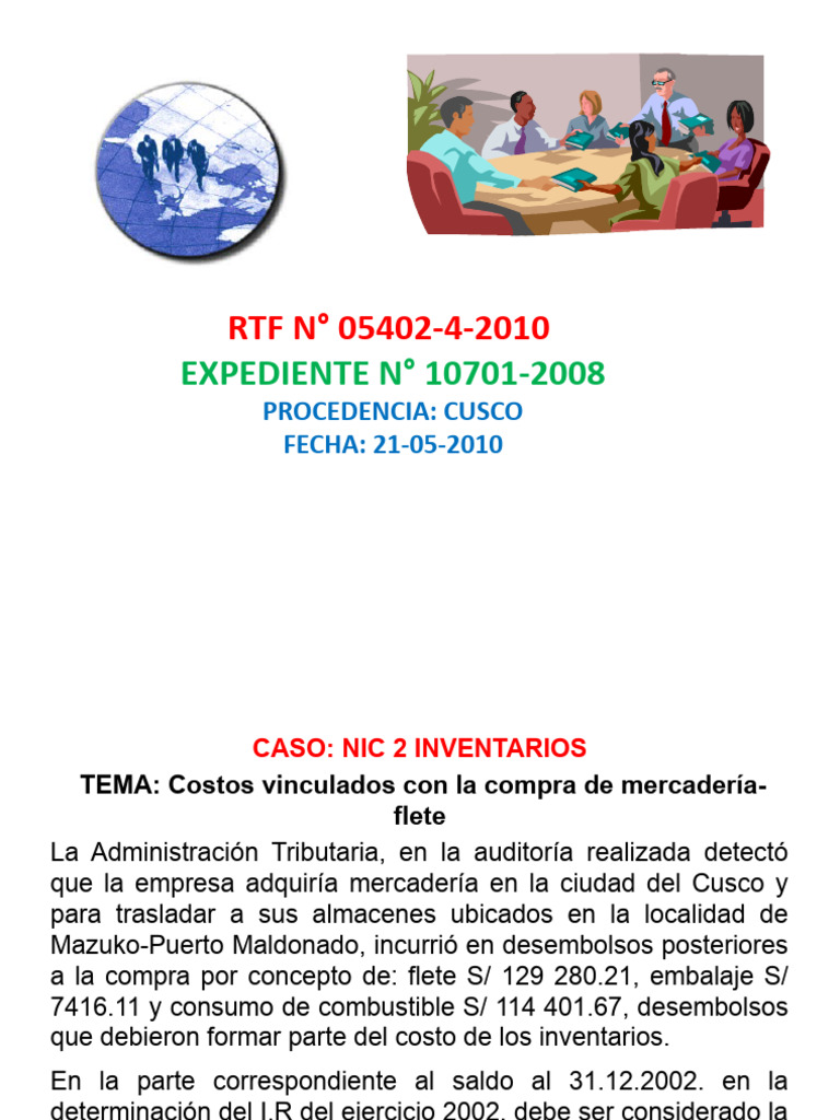 NIC 2 RTF Flete pagado que debió formar parte del costo de Inventarios ...