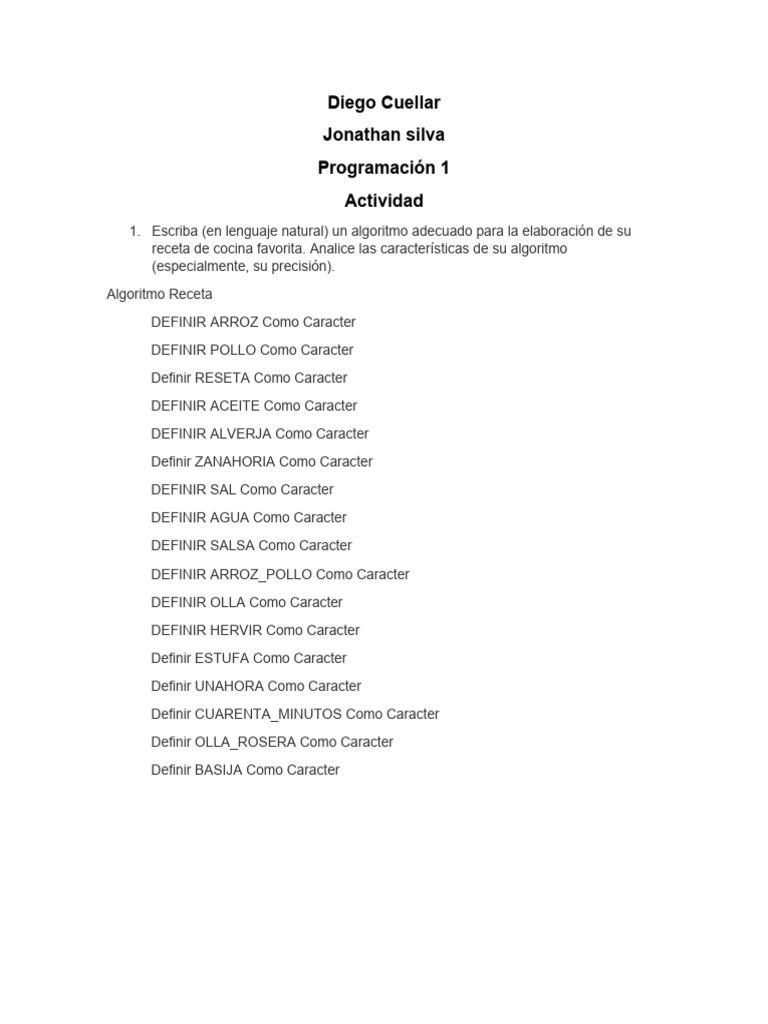 actividad programacion | PDF