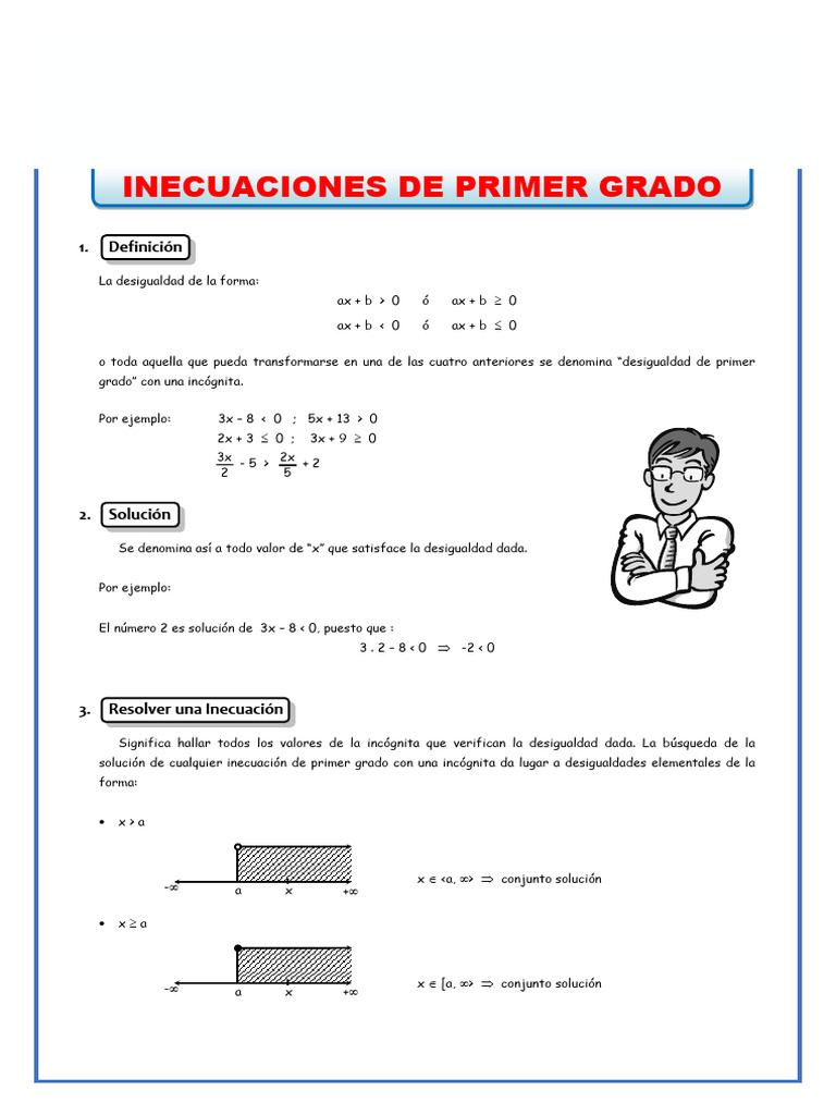 Inecuaciones de Primer Grado para Tercero de Secundaria | PDF