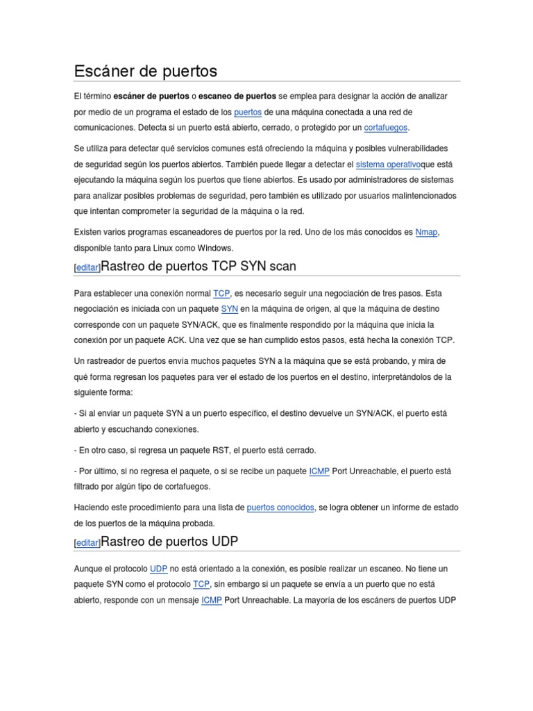 Escáner de Puertos | PDF | Protocolos de comunicaciones | Internet