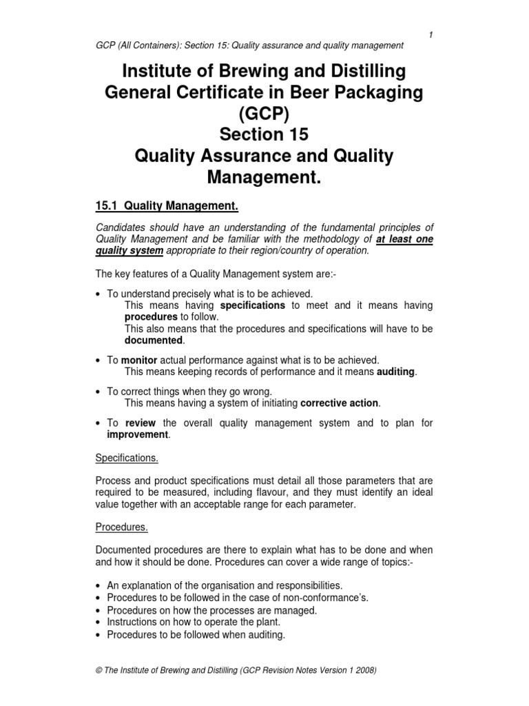 GCP Sect15 Quality Management | PDF | Quality Management System ...