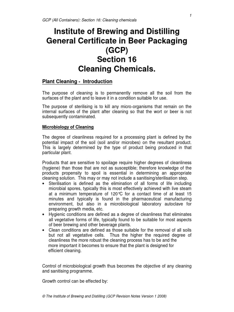 GCP Sect16 Cleaning Chemicals | PDF | Sterilization (Microbiology ...