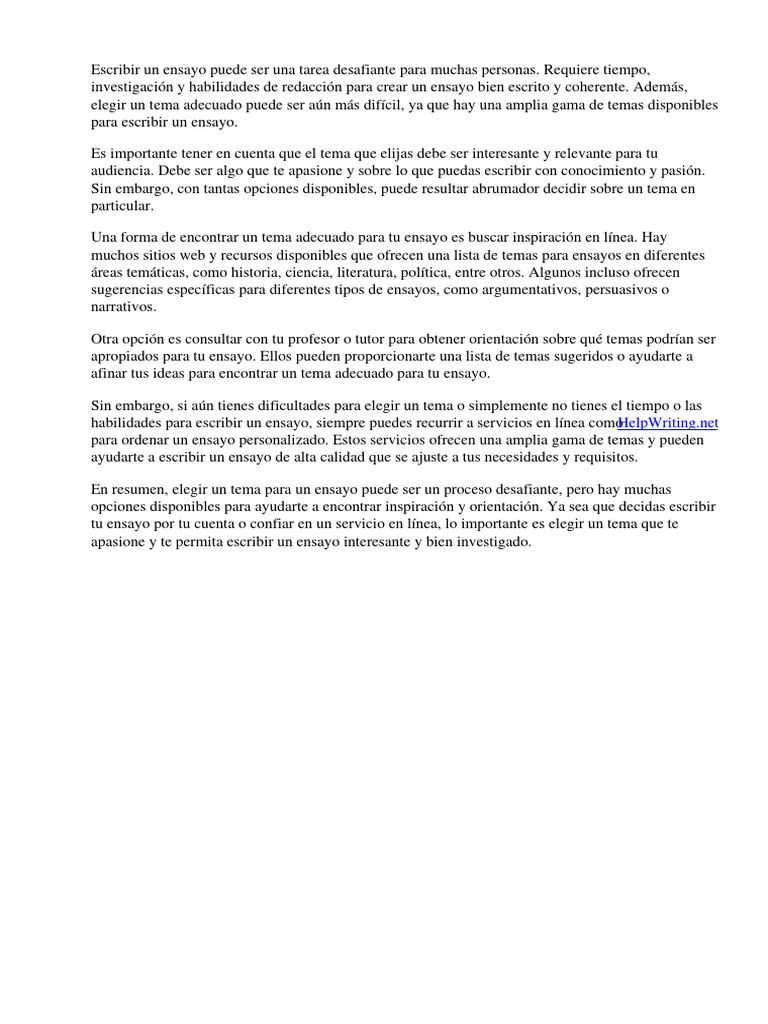 Diferentes Temas Para Ensayos Pdf Websites Scribd