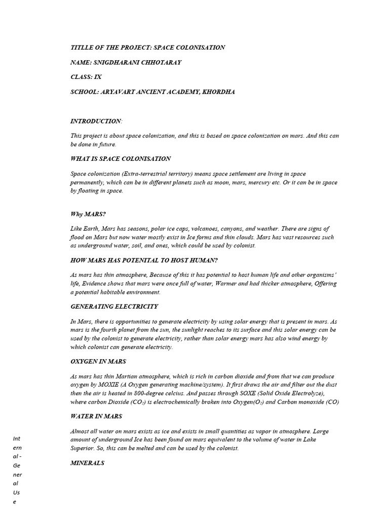 Space Colonisation Pdf Mars Space Colonization
