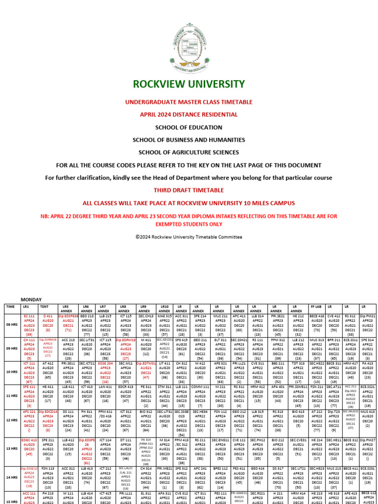 April 2024 - Distance Residential Undergraduate Class - Third Draft ...