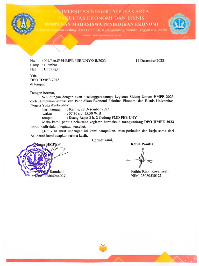 Surat Undangan DPO HMPE | PDF