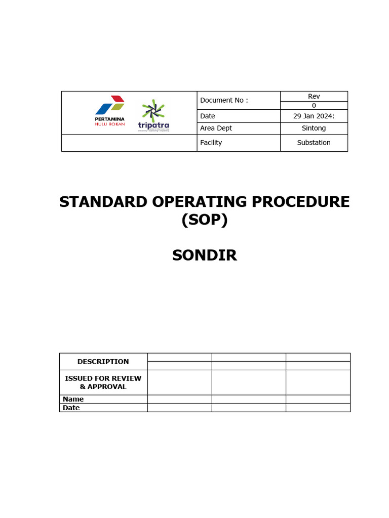SOP SONDIR (Sintong) | PDF