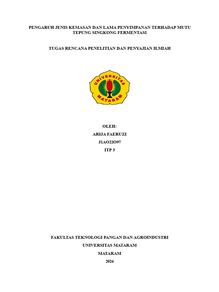 Arija Faeruzi - J1A022097 - Tugas Proposal Rancangan Penelitian | PDF | Kesehatan Holistik ...