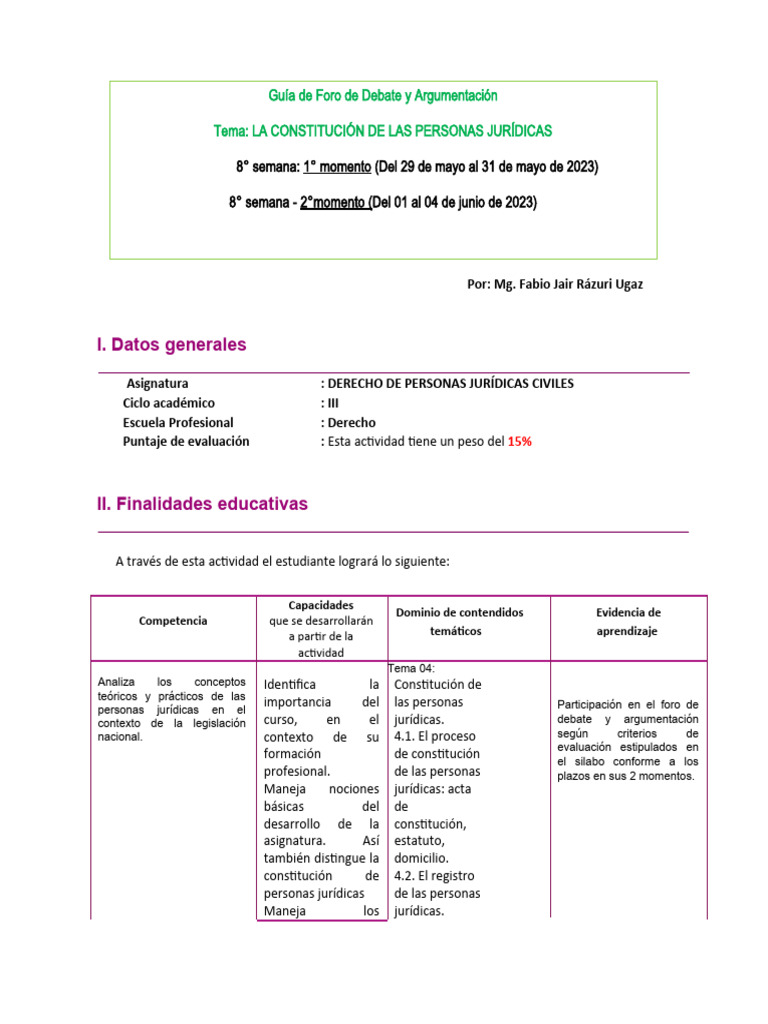 Guía - Foro de Debate y Argumentación | PDF | Evaluación