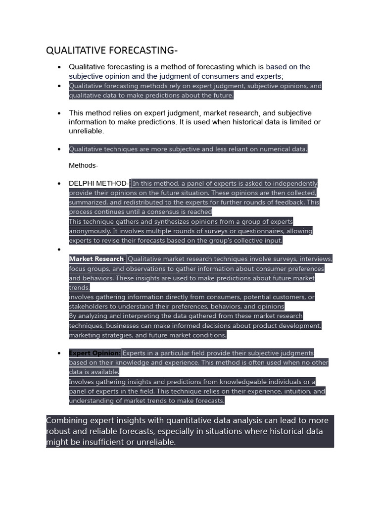 Qualitative Forecasting | PDF | Forecasting | Prediction