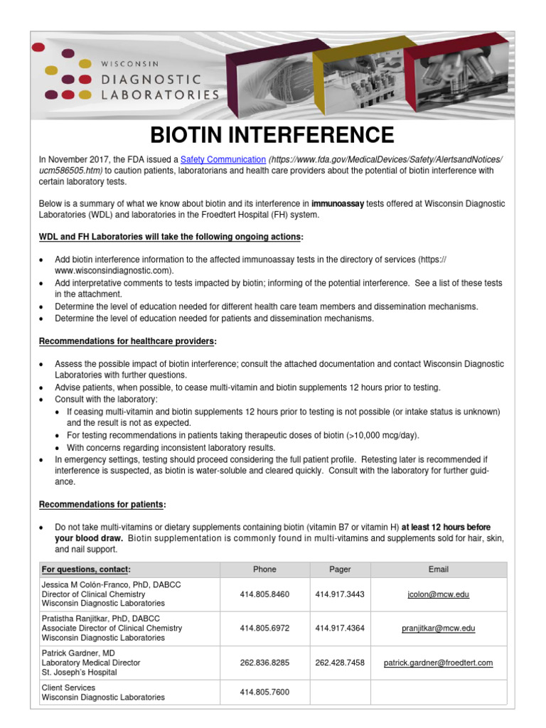Biotin | PDF | Immunoassay | Medical Specialties