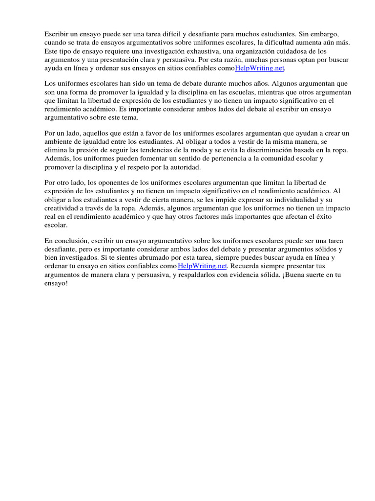Argumentos A Favor y en Contra de Los Uniformes Escolares | PDF | Ensayos