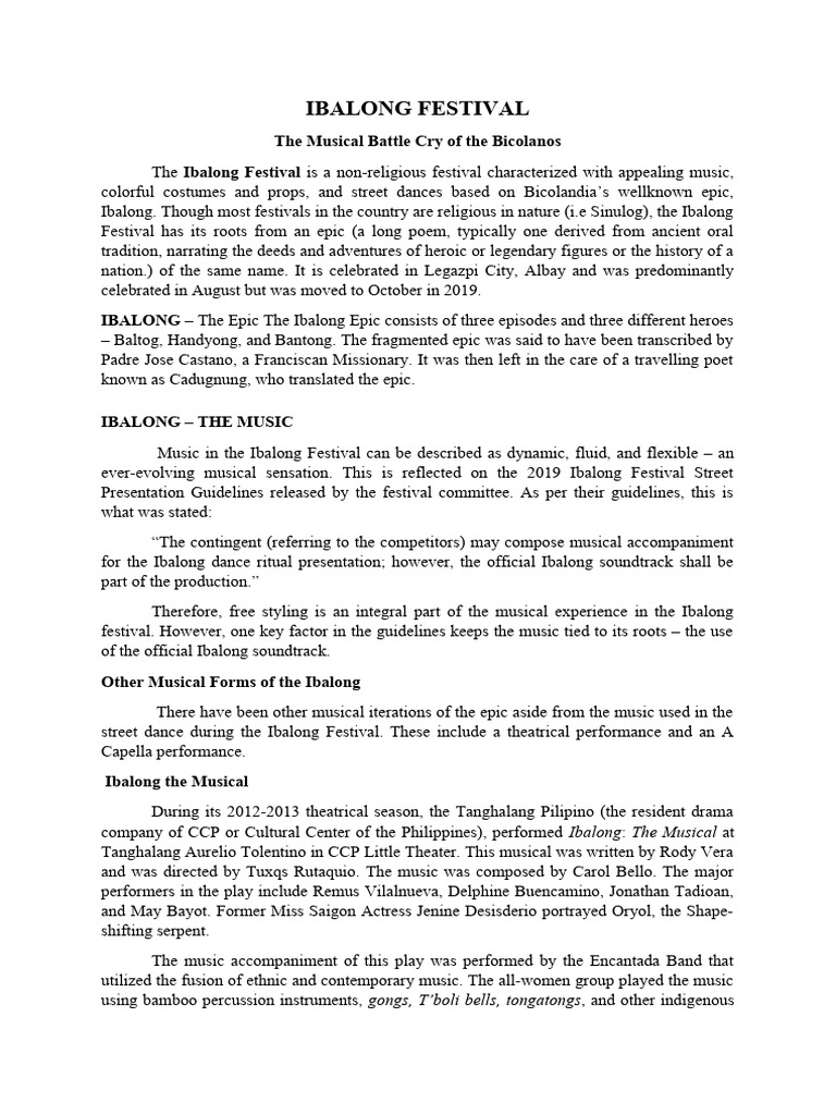 Ibalong Sublian Festival Module | PDF | Epic Poetry | Festival