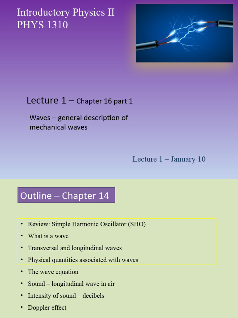 Lecture 1 - Chapter 16 Part 1 | PDF | Waves | Frequency
