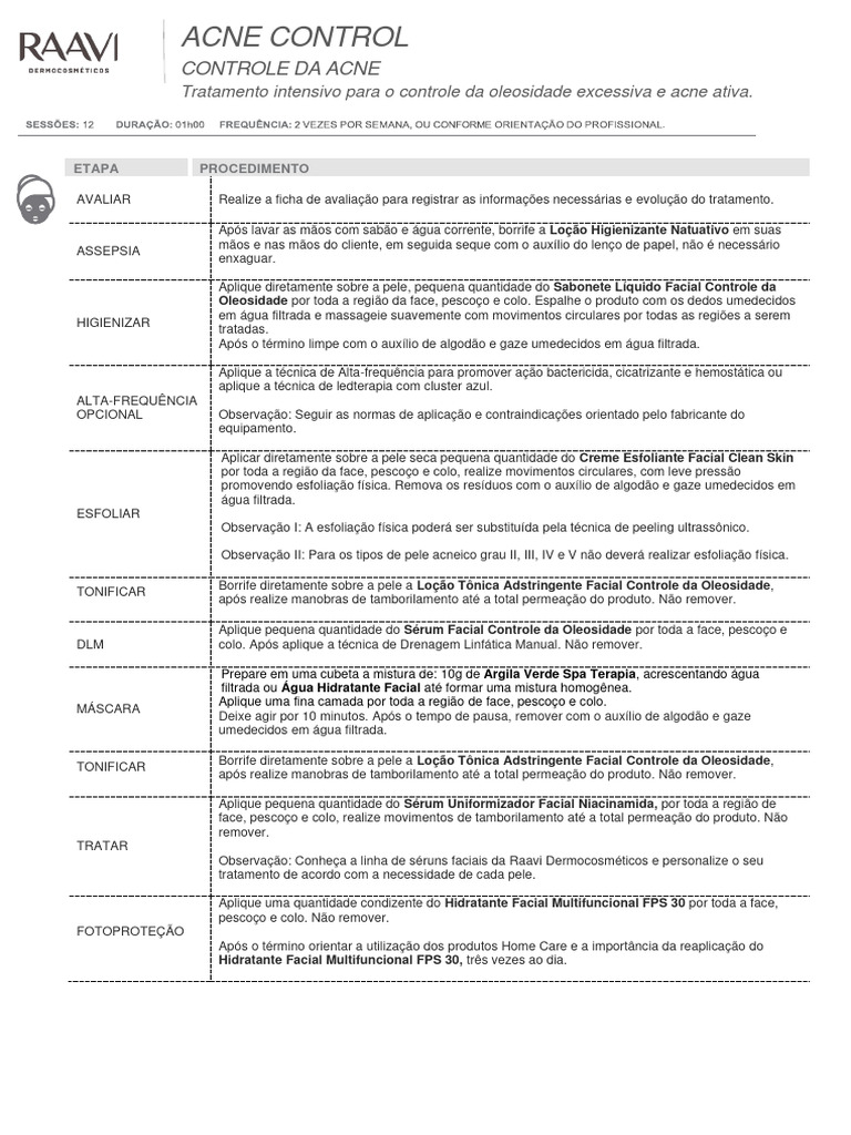 Protocolo Acne Control - Raavi | PDF