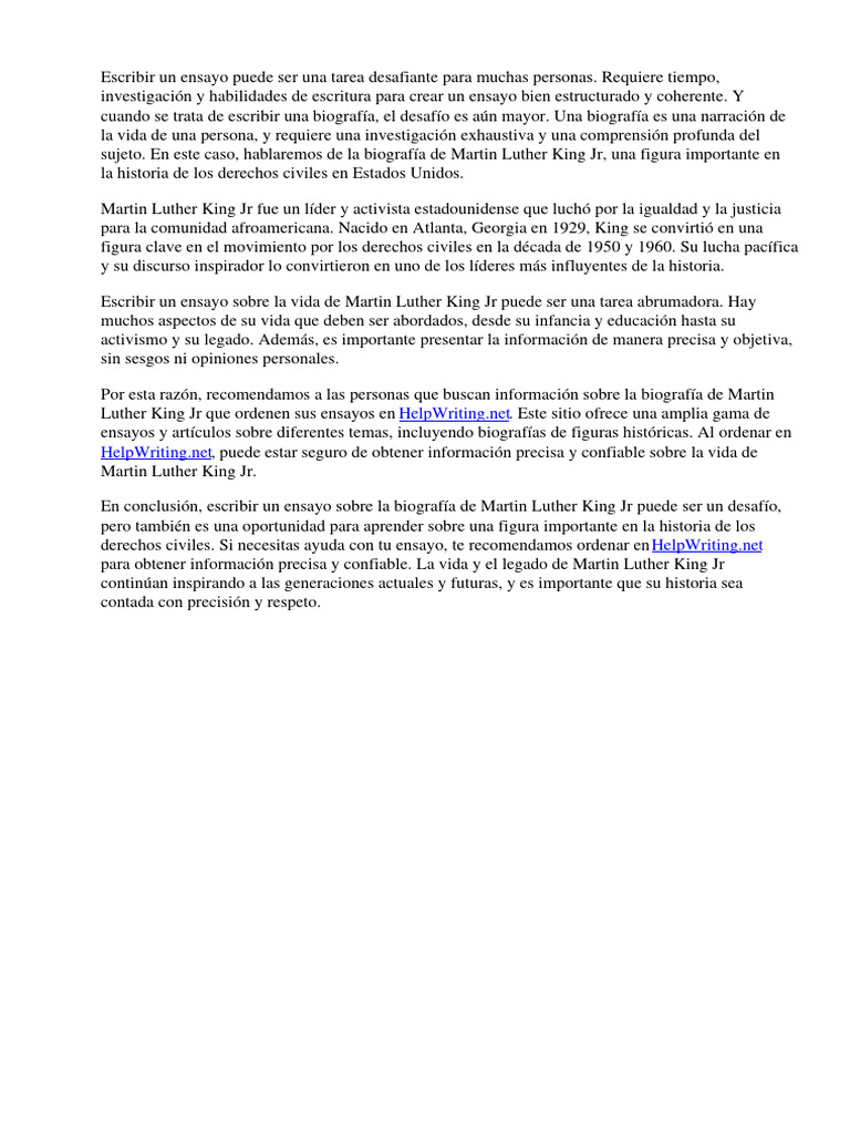 Biografía de Martin Luther King JR | PDF | March On Washington For Jobs And Freedom | Martin ...