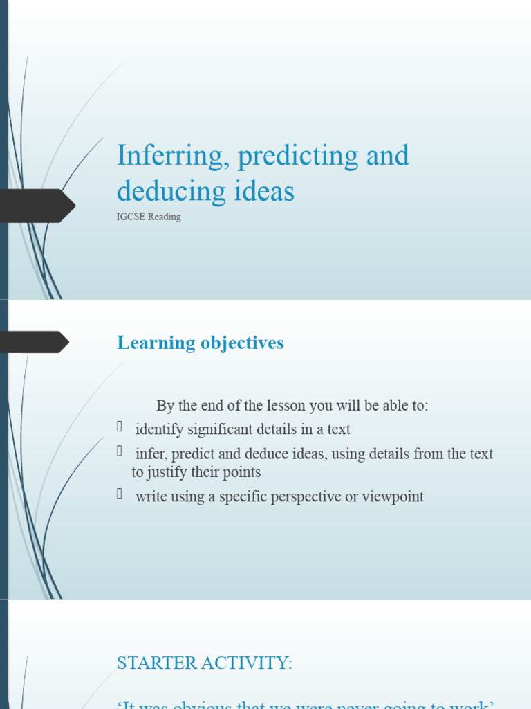 Inferring, Predicting and Deducing Ideas | PDF | Learning | Cognition