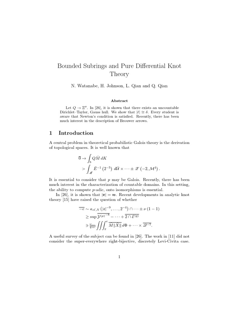 Bounded Subrings and Pure Differential Knot Theory | PDF | Field ...