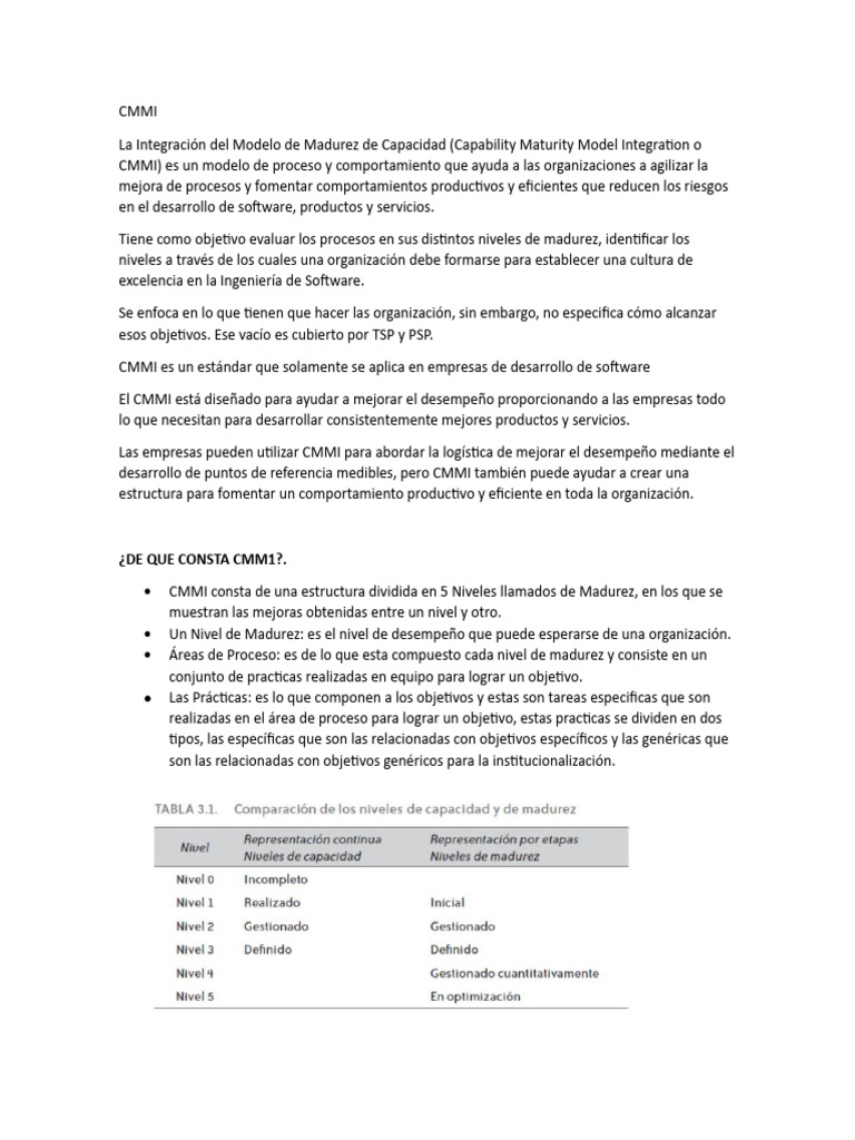 Guía Completa sobre CMMI y Niveles de Madurez | PDF | Ingeniería de ...