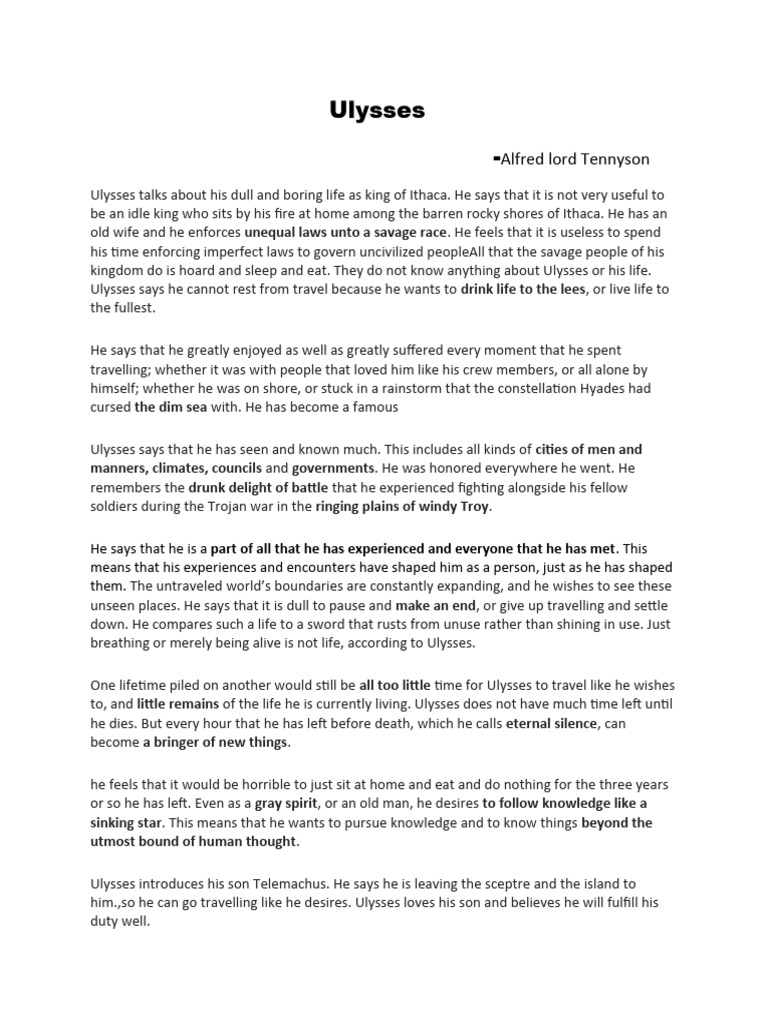 Ulysses a brief summary | PDF | Odysseus