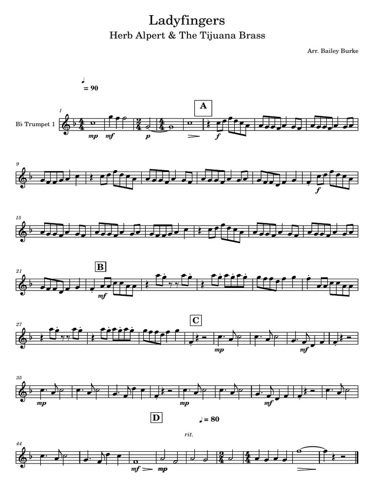 Ladyfingers Trumpet Sheet Music | PDF