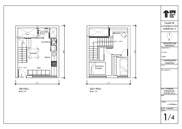 PLANO VIVIENDA UNIFAMILIAR 60 m2 | PDF