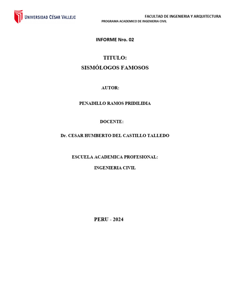 MODELO INFORME - ING SISMICA (2do Informe) | PDF