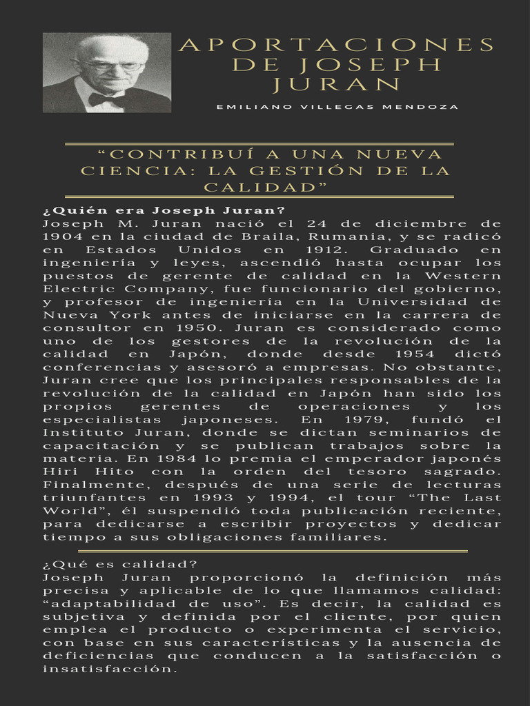 Aportaciones de Joseph Juran a la Calidad | PDF | Calidad (comercial ...