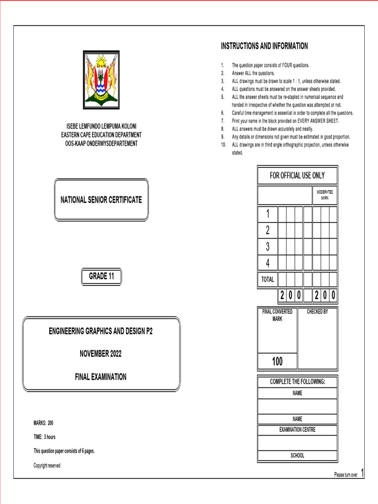 Egd P2 Gr11 Qp Nov2022 English Pdf Technical Drawing