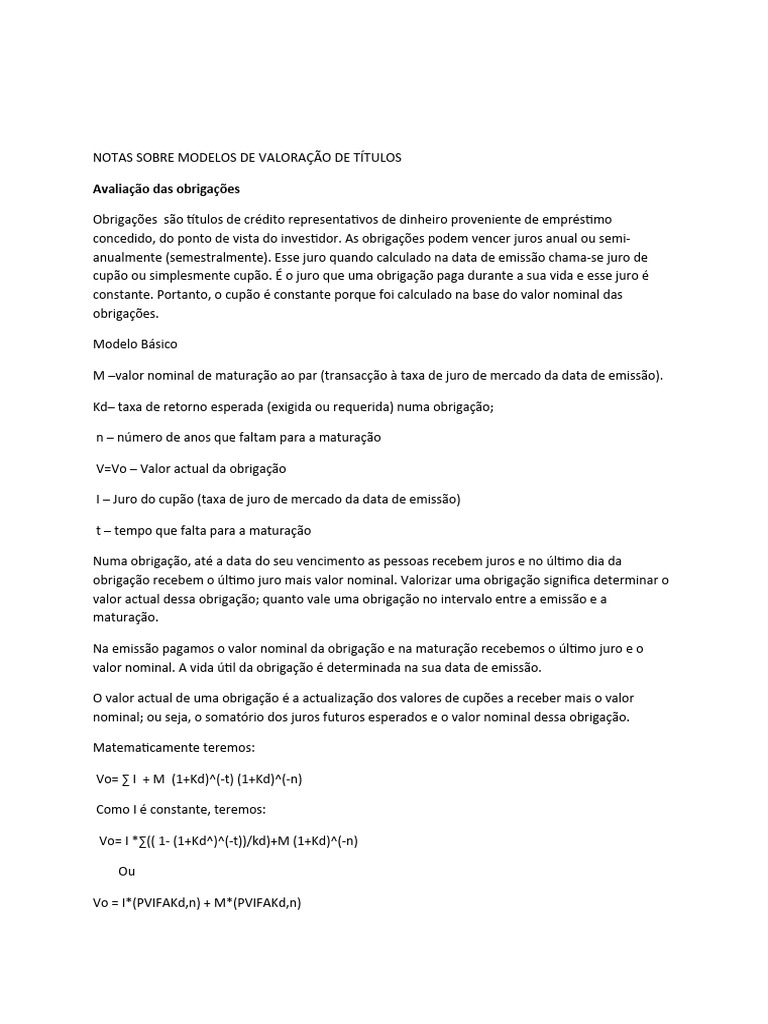 Apontamentos Sobre Titulos ISCTEM 2018 | PDF | Juros | Dividendo