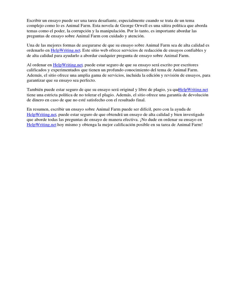 Preguntas de Ensayo Sobre Animal Farm | PDF | Ensayos