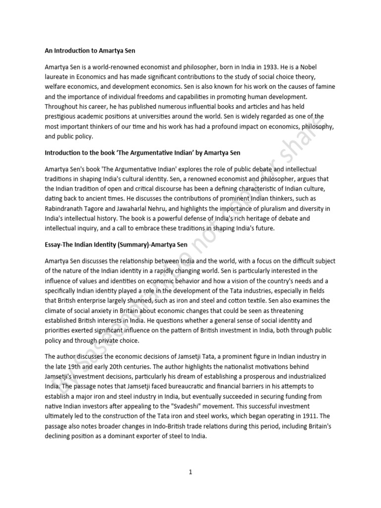 The Indian Identity-Amartya Sen-Summary | PDF | Liberal Arts Education