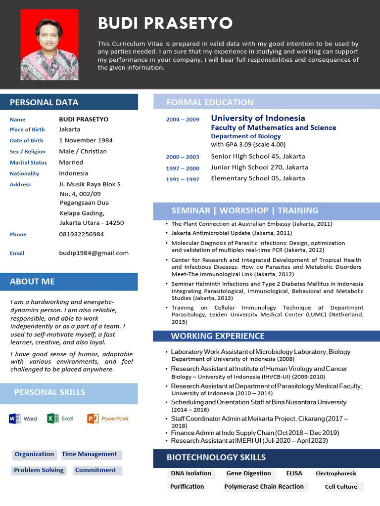 CV Budi Prasetyo (2024) | PDF | Jakarta | Infection