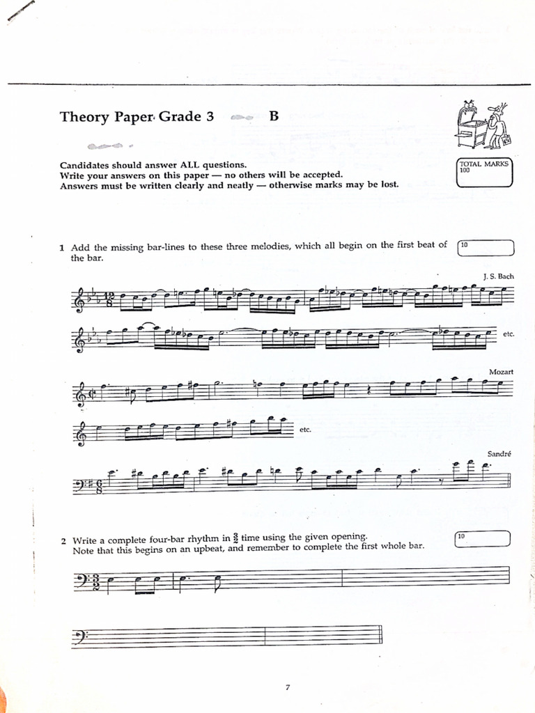 Sample Grade 3 Exam | PDF