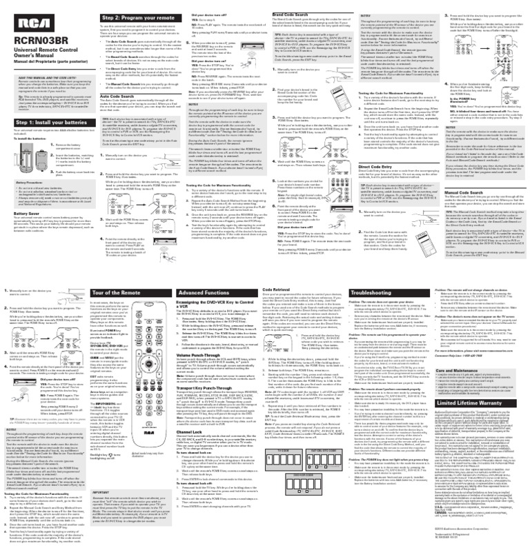 Rcrn03br Om | PDF | Digital Video Recorder | Remote Control