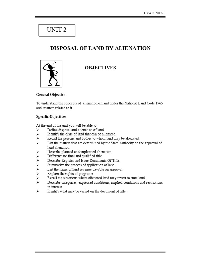MODUL DCG30092 TOPIC 2 LAND DISPOSAL BY ALIENATION | PDF | Civil Law ...