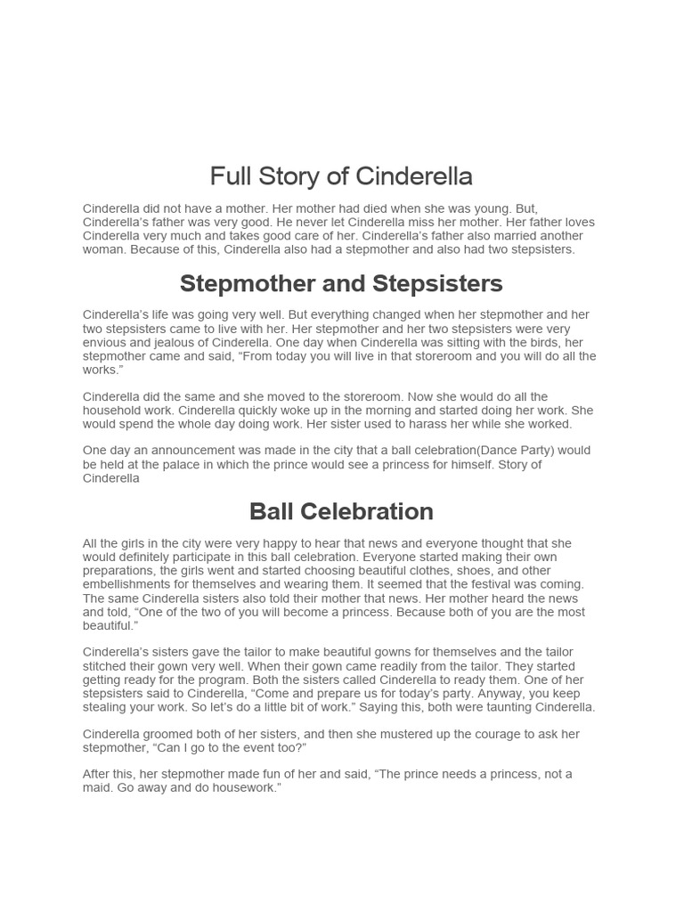Full Story of Cinderella | PDF | Cinderella | Fairies