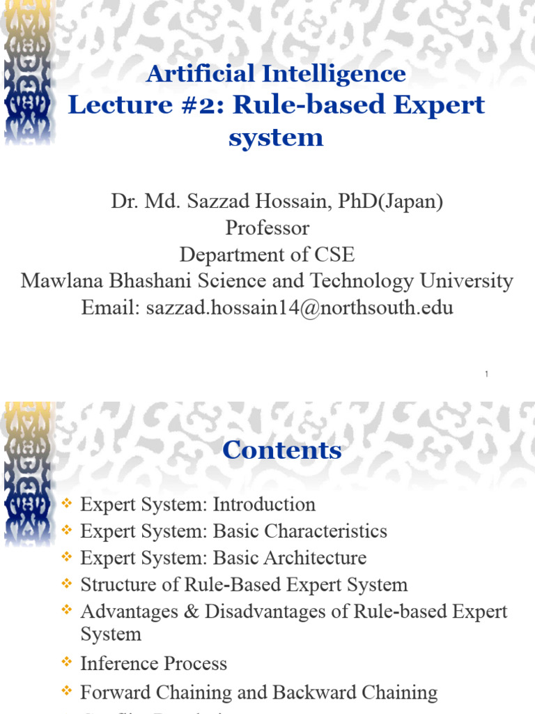 CSE440 Lec 2 Rule-Based | PDF | Expert | Knowledge