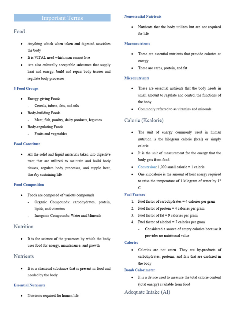 Introduction to Basic Nutrition and Therapeutic Diet | PDF | Nutrients ...