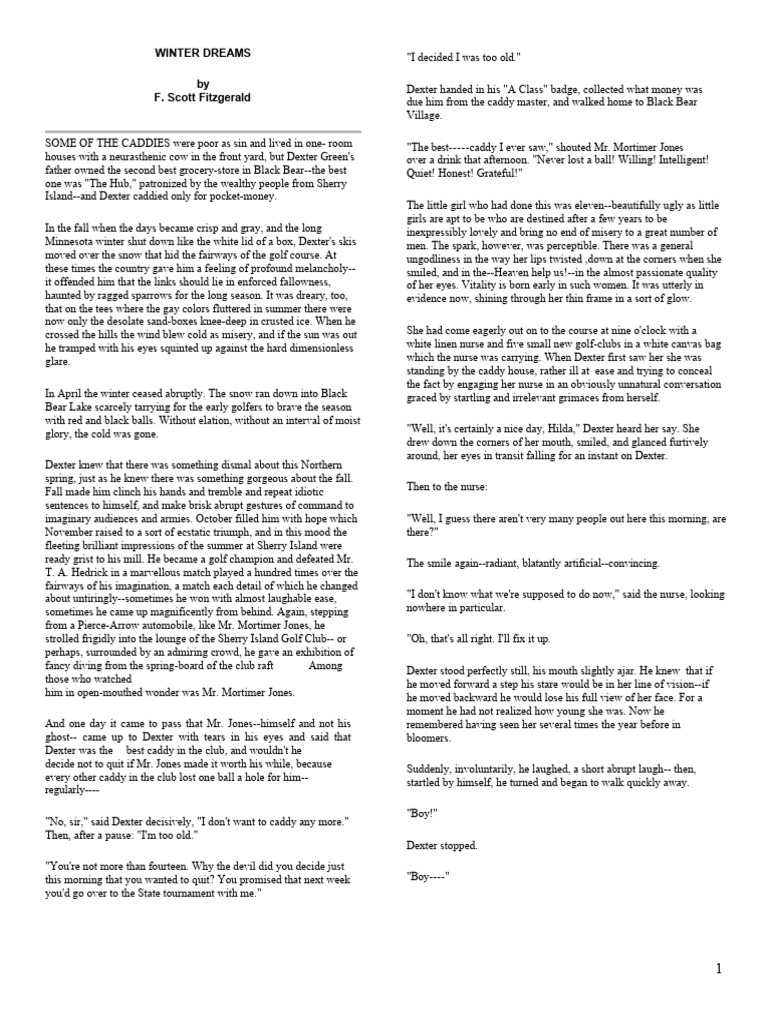 Winter Dreams: Dexter's Ambition and Success | PDF