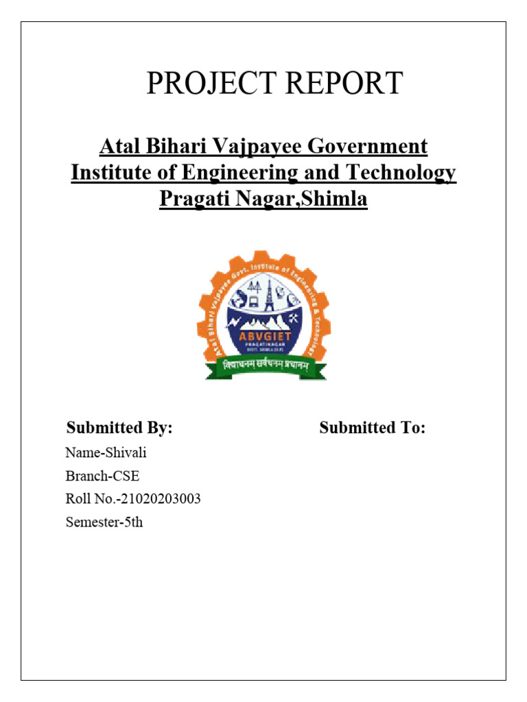 CSE Project Report by Shivali | PDF | Business | Computers