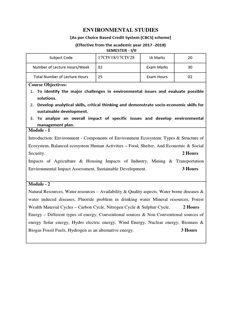 Environmental Studies Syla | PDF | Air Pollution | Sustainable Development