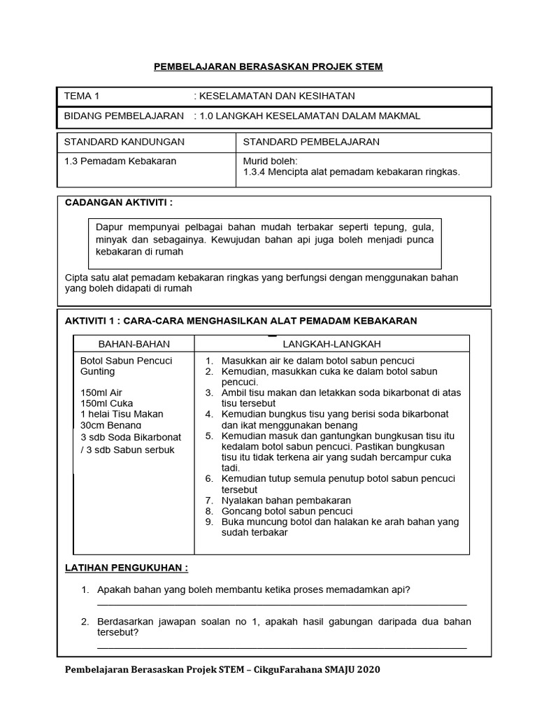Projek Stem Bab 1 Pemadam Kebakaran | PDF | Kesehatan Holistik