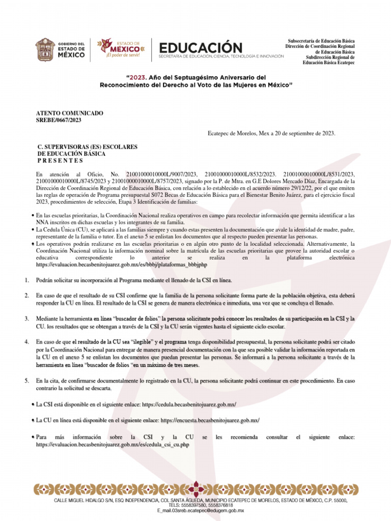 Becas - Comunicado 0667 | PDF | Educación primaria