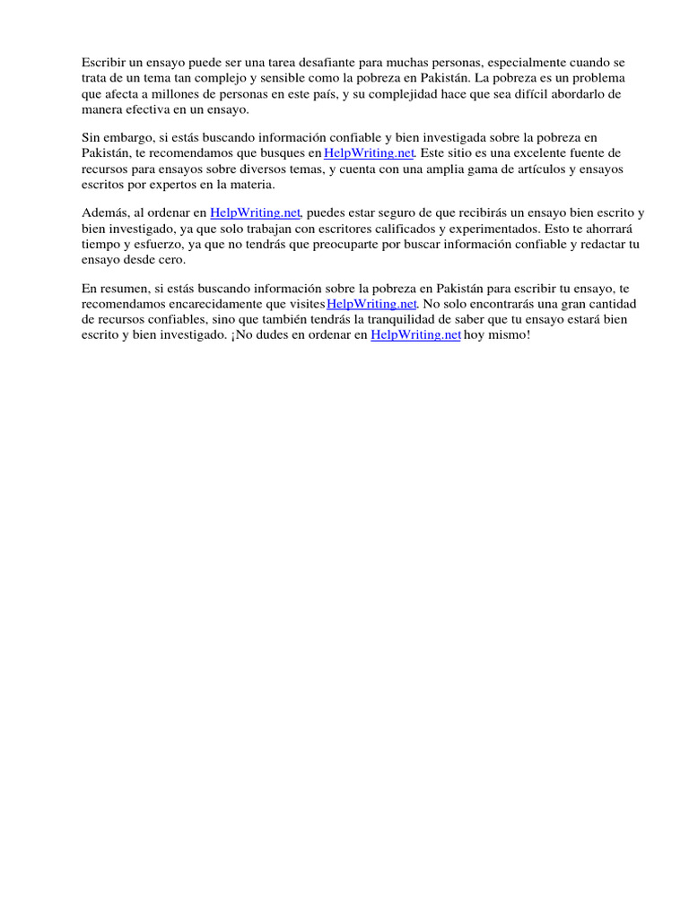 Ensayo Sobre La Pobreza en Pakistán | PDF | Scribd | Websites