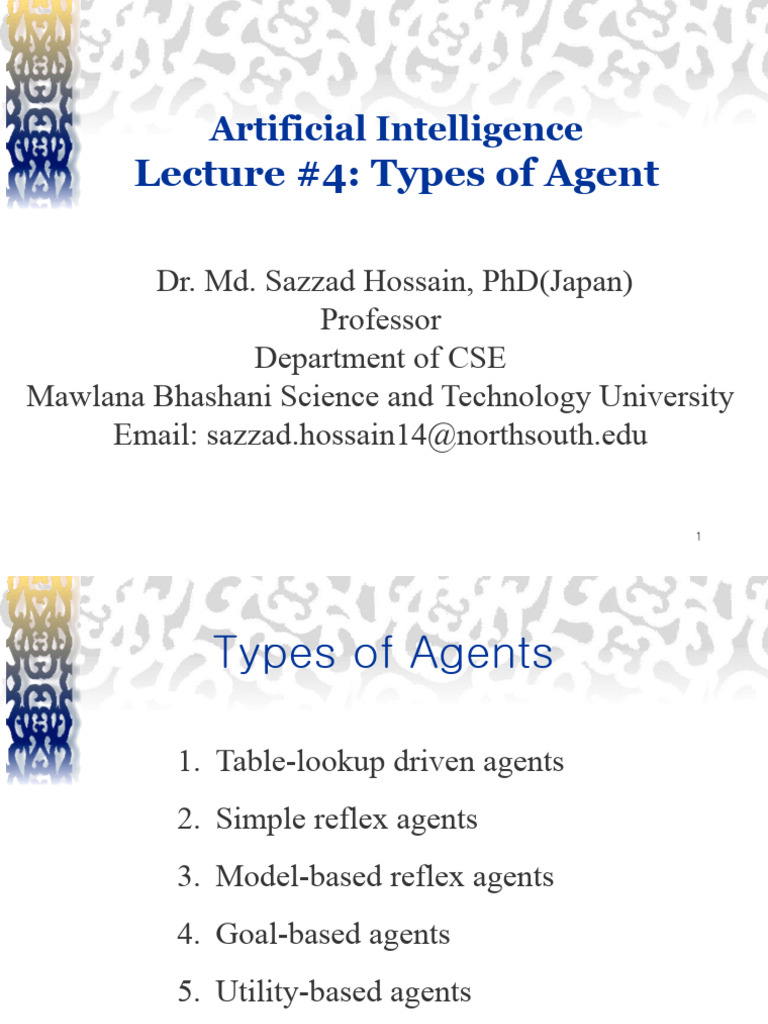 CSE440 - Lect - 4 - Agent Type | PDF | Cognitive Psychology | Cognitive Science