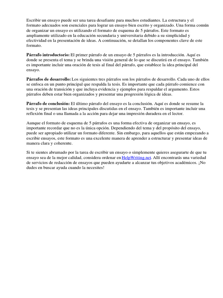 Plantilla De Ensayo Argumentativo De 5 Párrafos Paragraph Essay