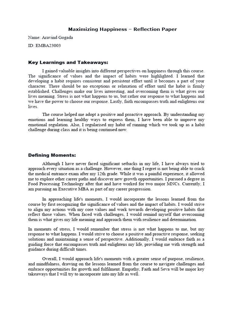 Key Learnings and Takeaways | PDF | Psychological Resilience | Mindfulness