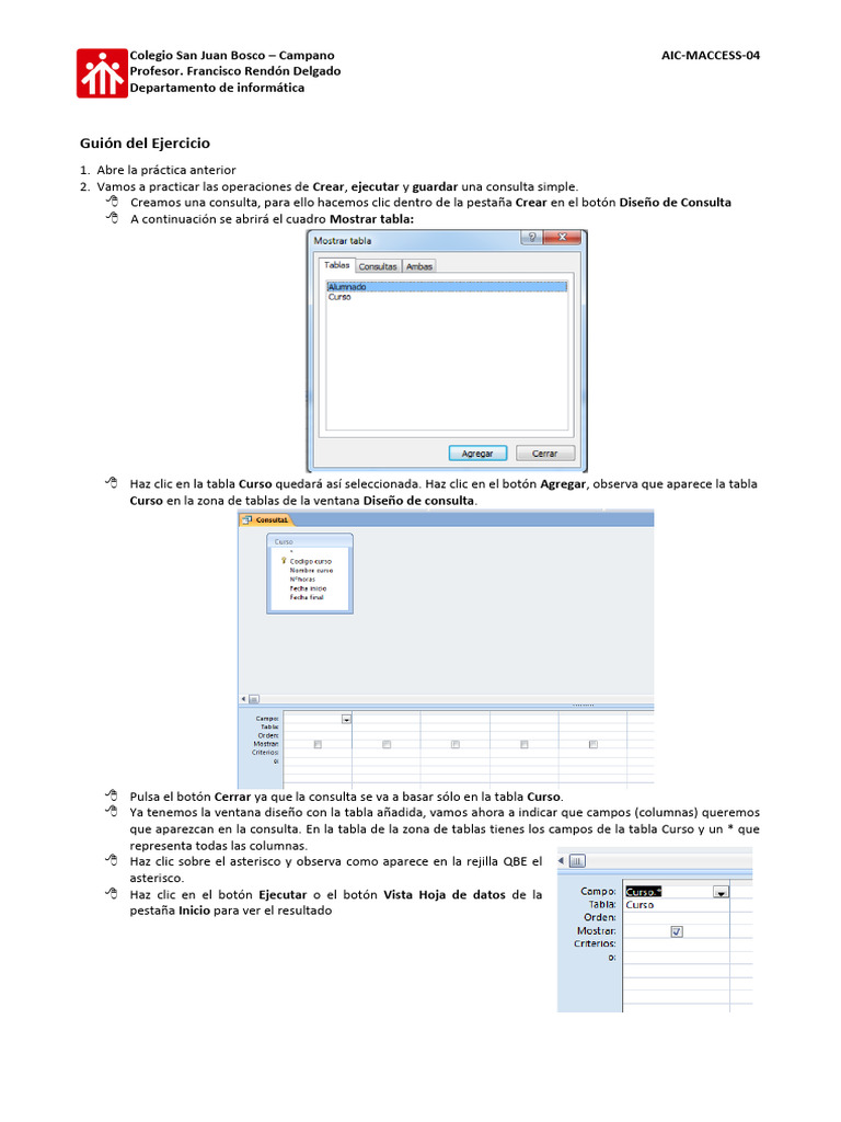 AIC - MACCESS - 04 Consulta Simple | PDF | Ventana (informática) | Software