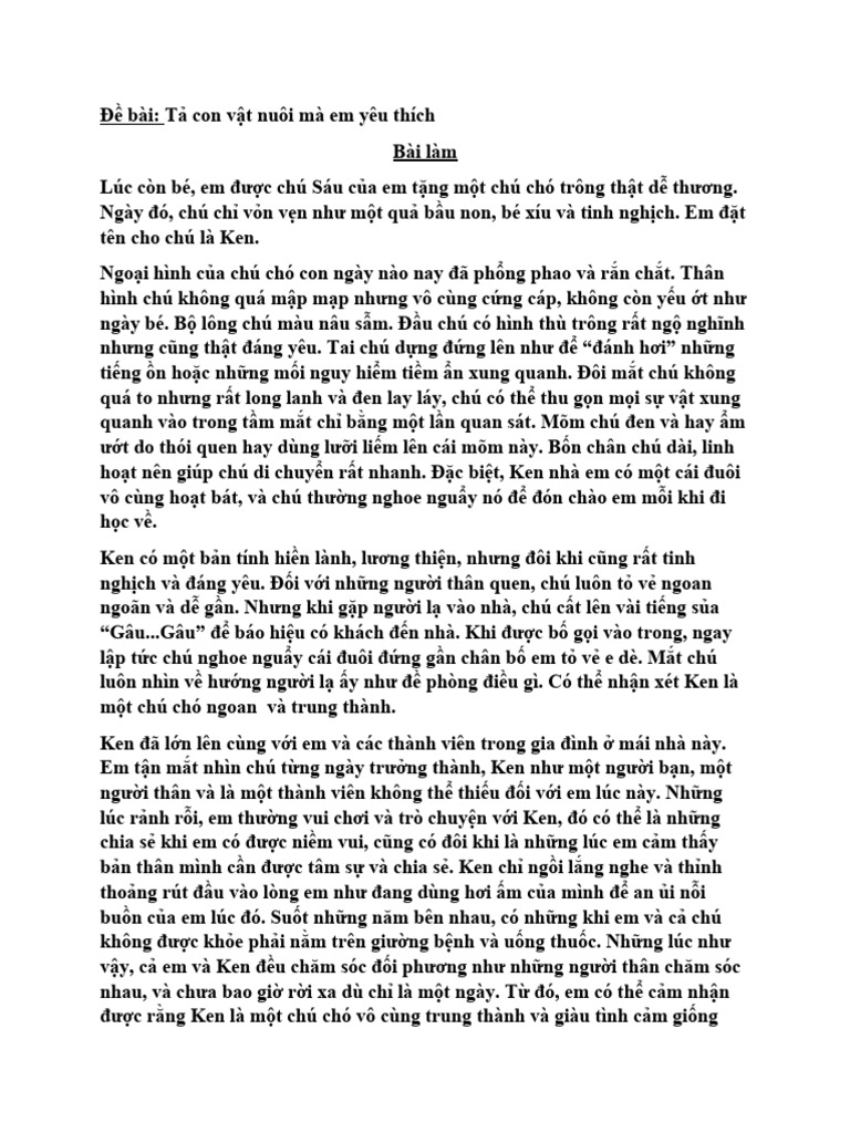 Tả con vật - Con chó (B2) | PDF